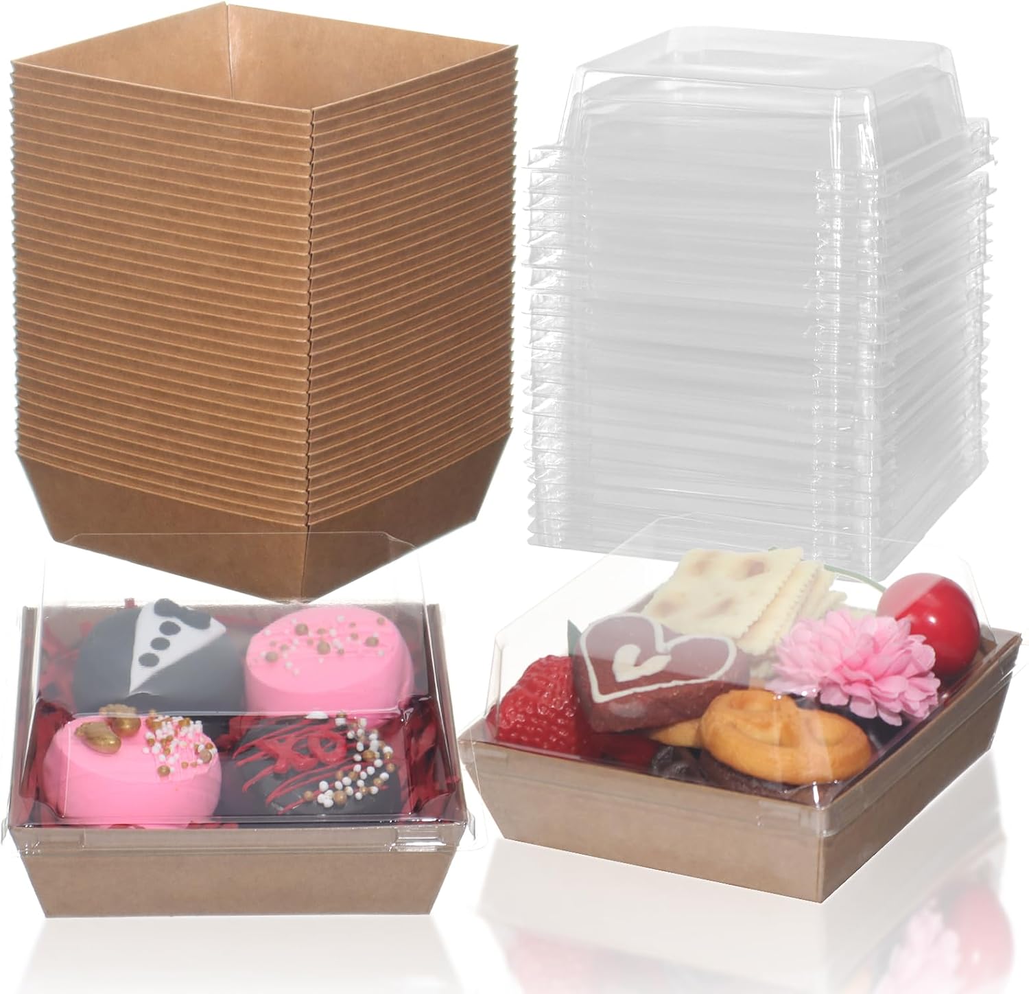 Amazon.com: ROSPAKTEK 60Pack Bakery Boxes 4x4x2.5 Inches Charcuterie ...