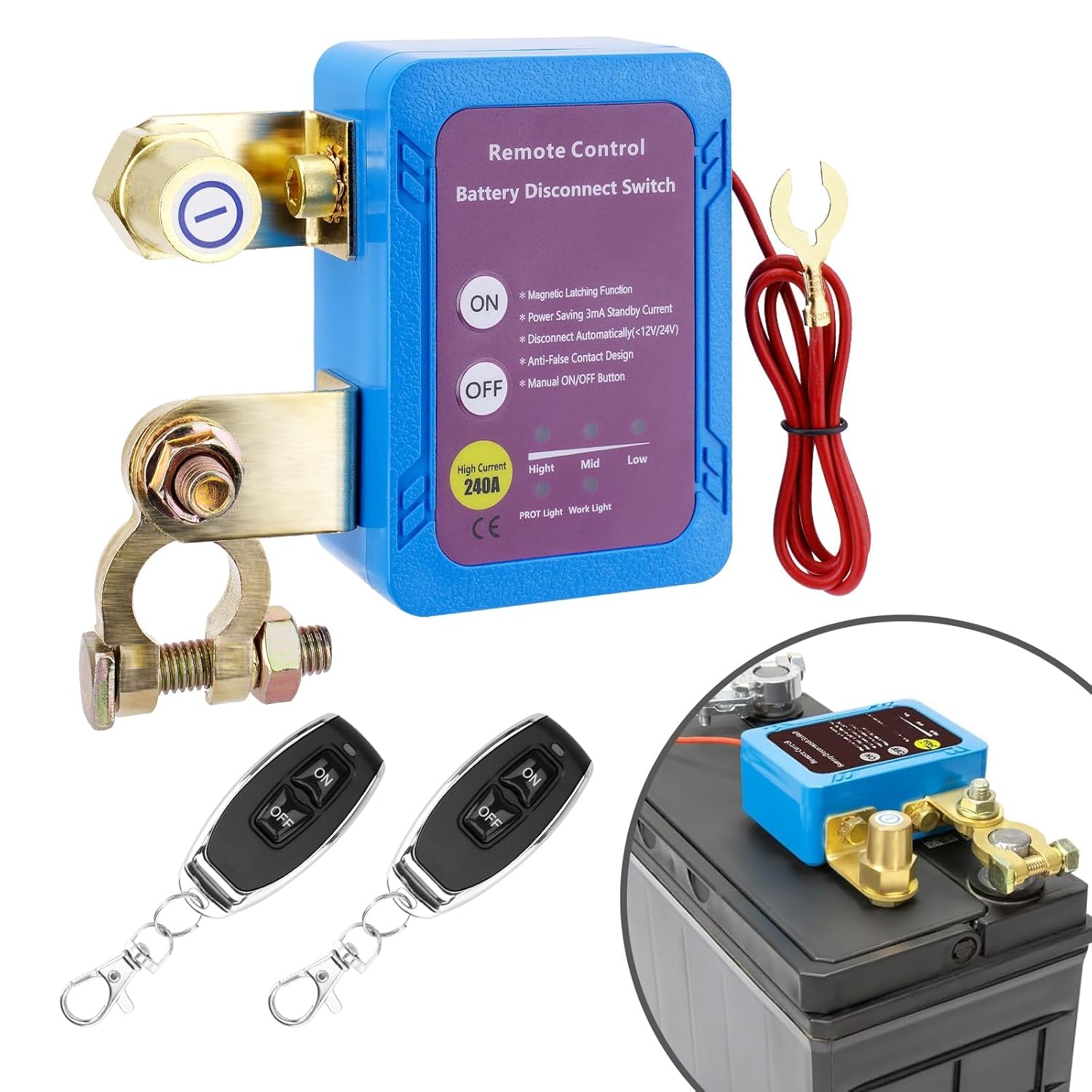 Amazon.com: Sejaede 12V 240A Remote Battery Disconnect Switch, Smart ...