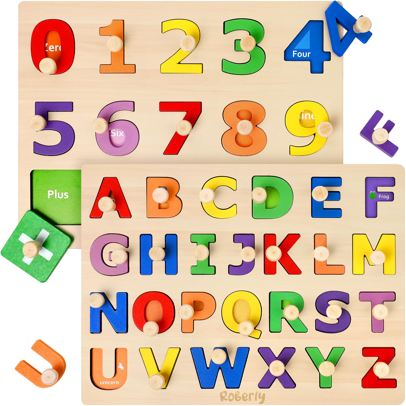 Snapklik.com : Wooden Peg Puzzles For Toddlers, 2 In 1 Alphabet Puzzle ...