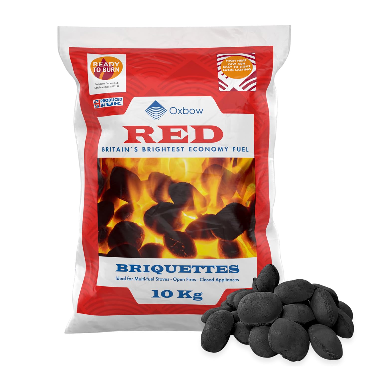 Oxbow Red Smokeless Coal Briquettes, 10kg - Britain's Brightest Economy ...