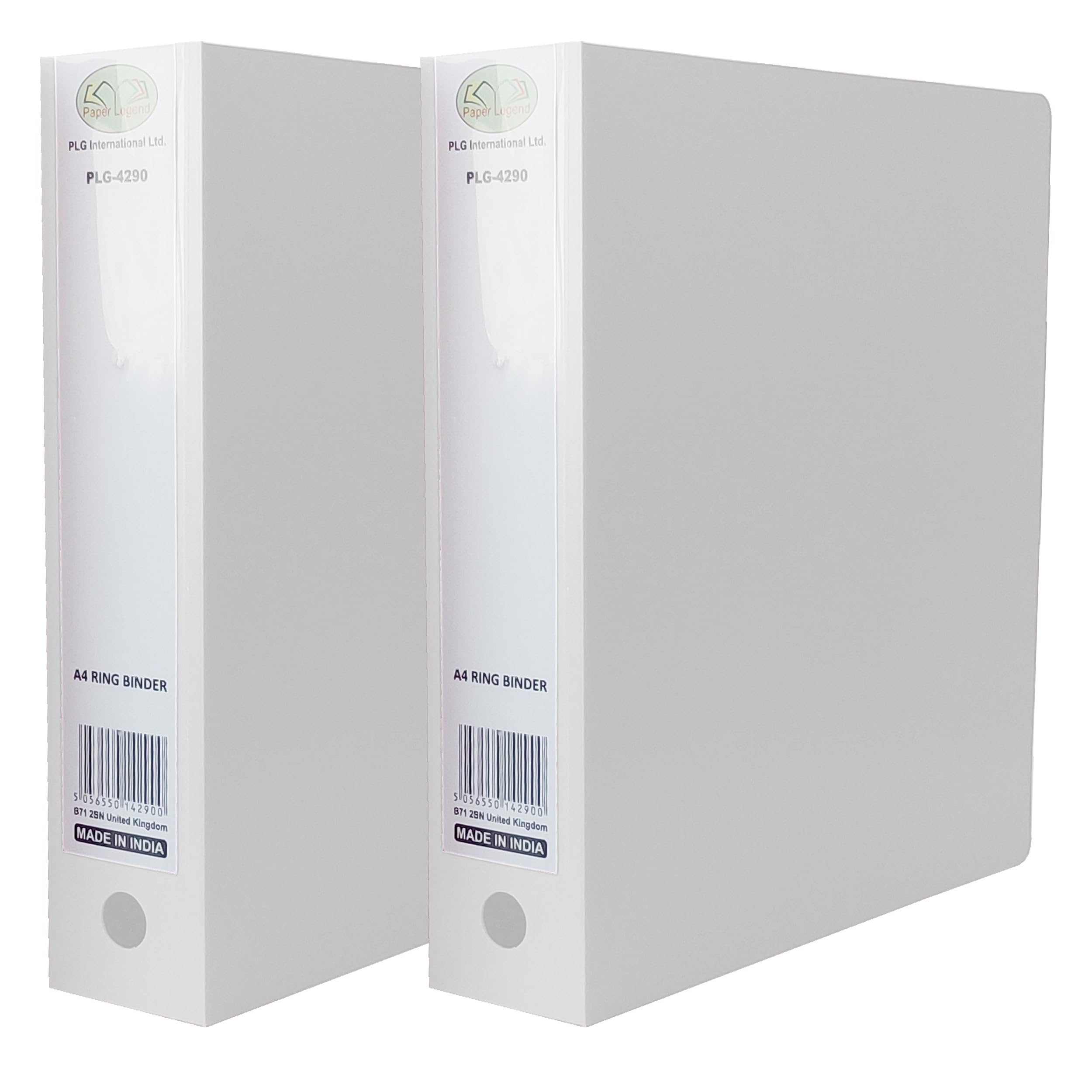 Set of 2 A4 White Ring Binder, 65 mm Spine, 500 Sheet Capacity, File ...