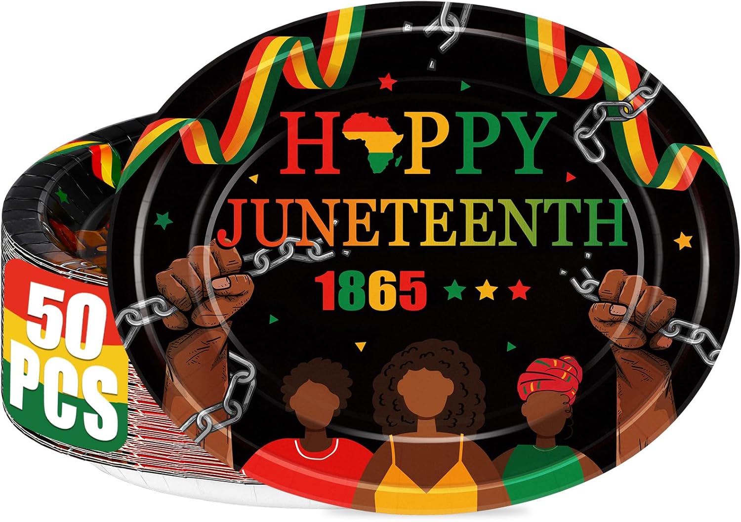 Amazon.com: 50 Pcs Juneteenth Paper Plates, 12.2 x 10.2" Disposable ...