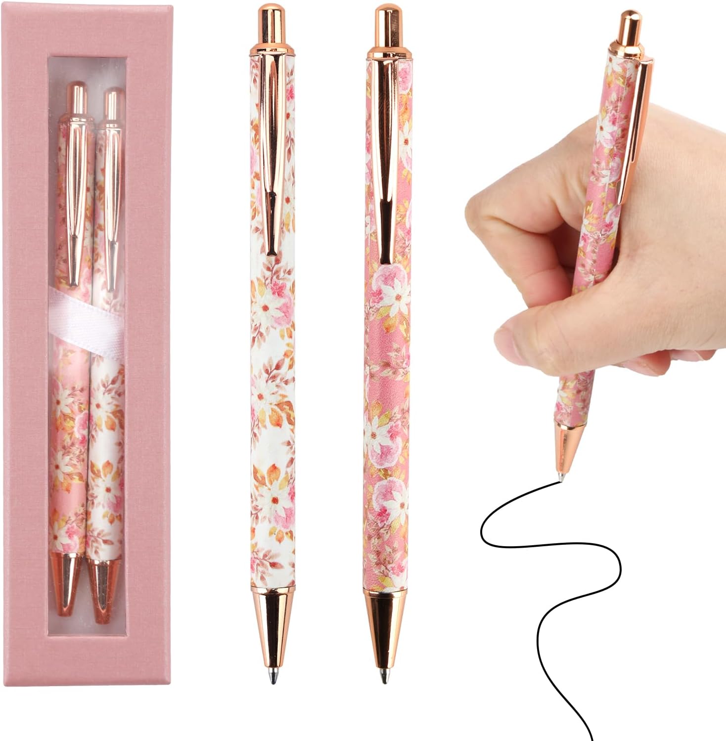 Onsolo Pen Sets for Women 2 Pack Floral Art Ladies Pens Gift Boxed ...