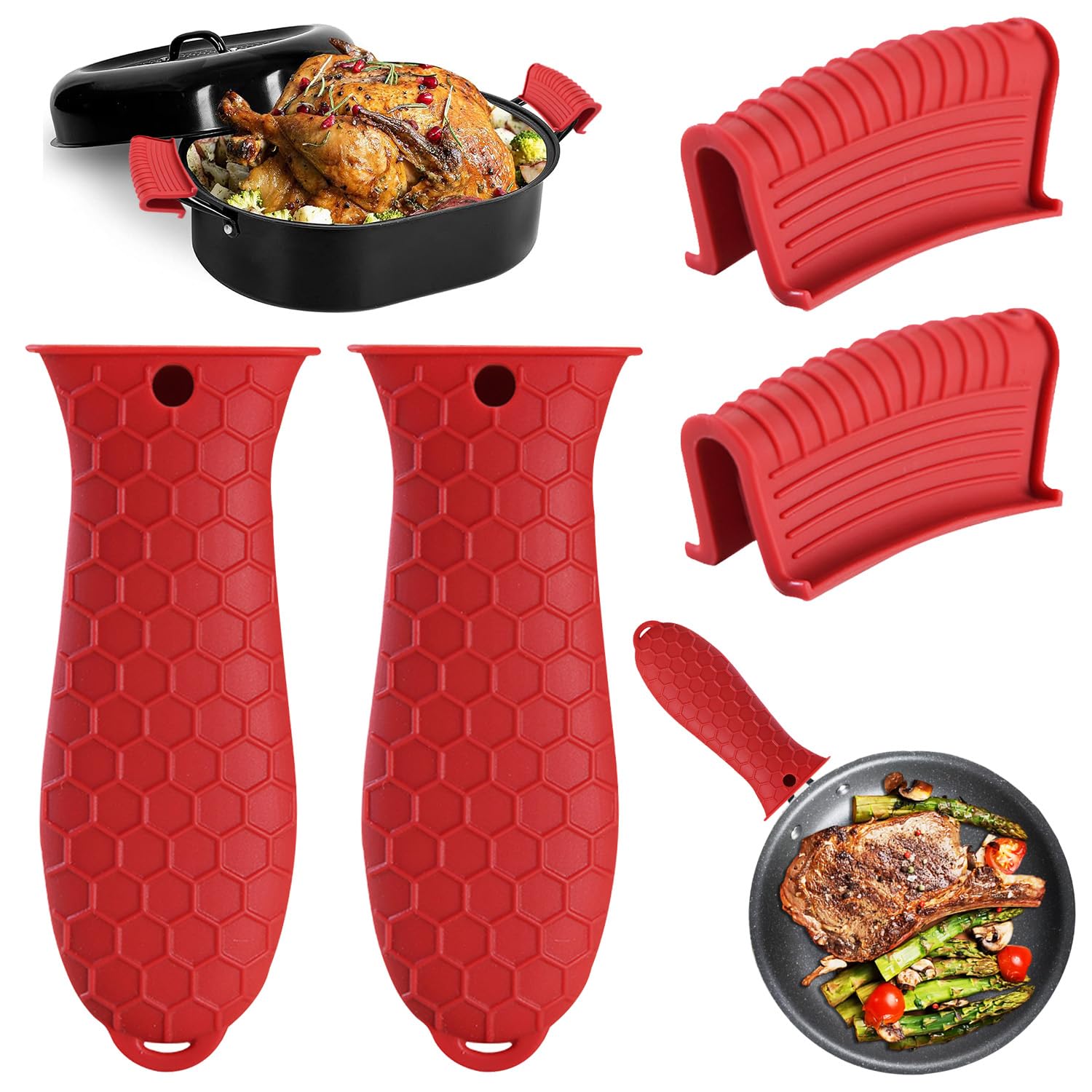 Amazon.com: 4 Pack Silicone Hot Handle Holder Cover Cast Iron Handle ...
