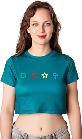Amazon.com: Cosplaya Colorful Shapes Crop Top Shirt for Womens – Adult ...