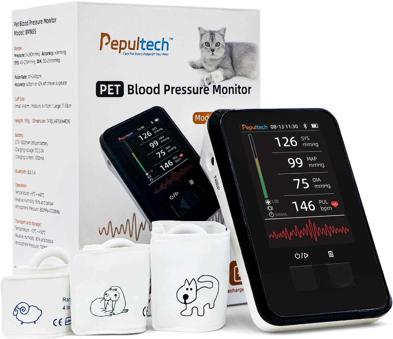 Amazon.com: Pepultech Veterinary Blood Pressure Monitor, Automatic ...