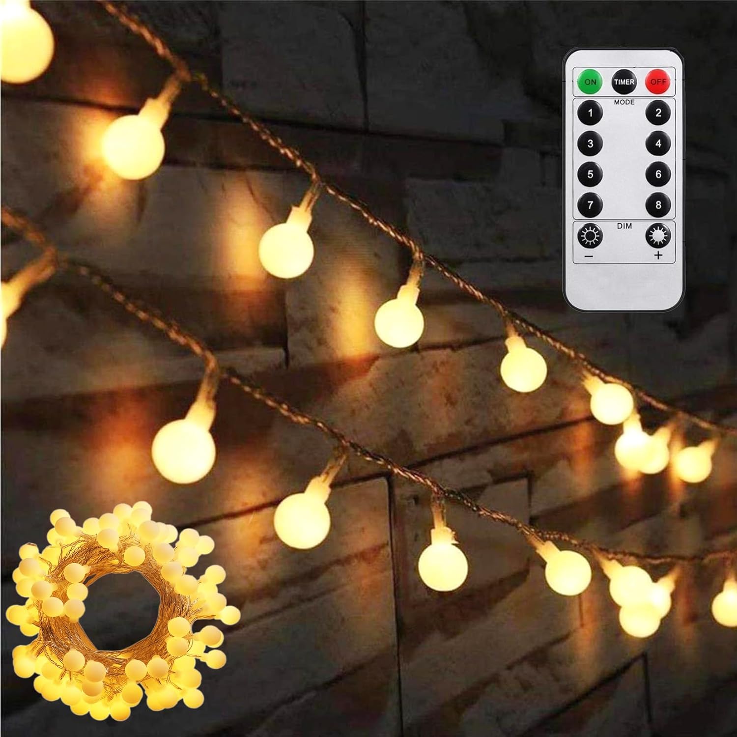 AMARS 33ft Battery Operated Globe String Lights with Remote & Timer ...