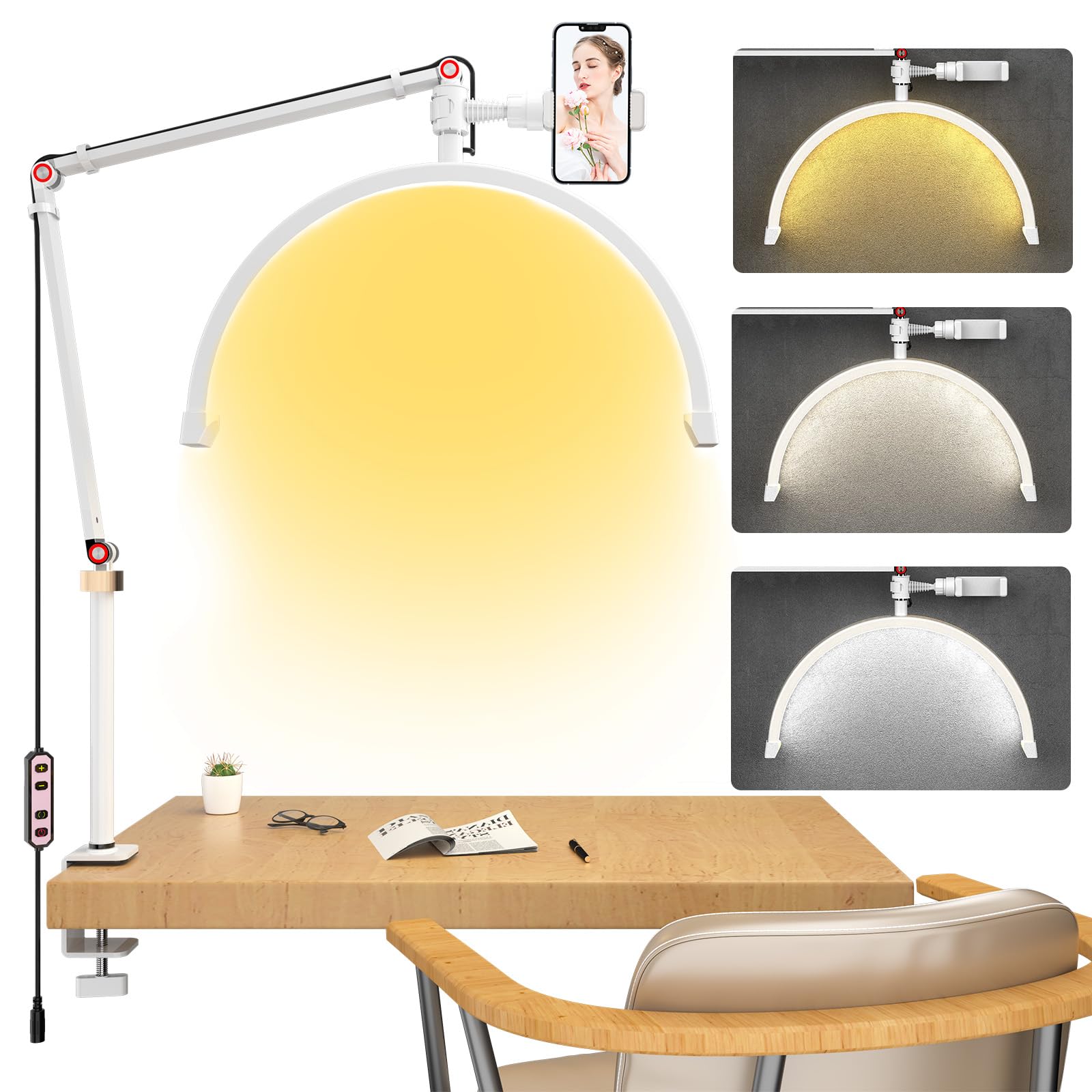 TwoWin Lash Light for Eyelash Extensions, Half Moon LED Lash Light Lamp ...