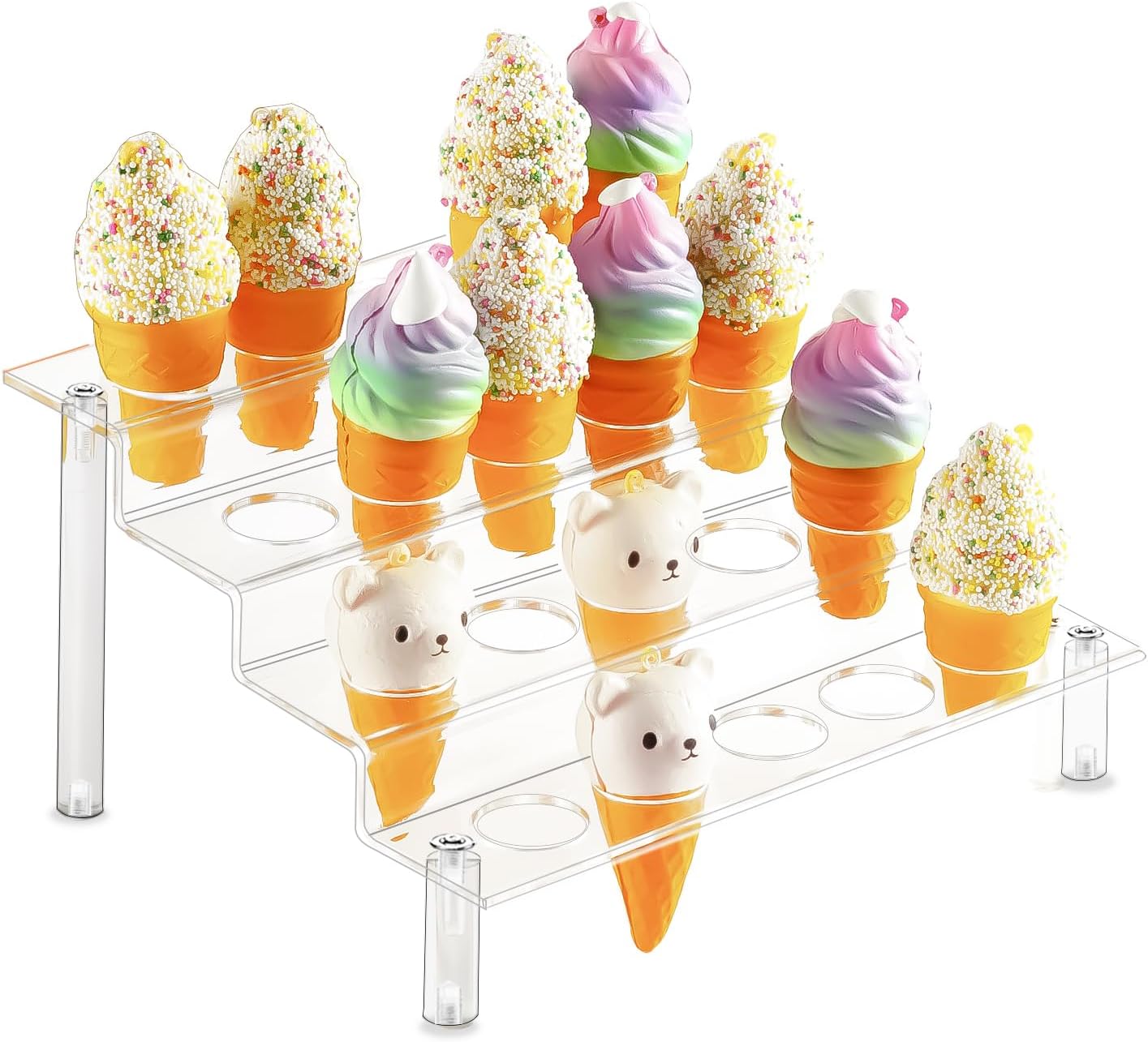Amazon.com | Acrylic Ice Cream Stand, Ice Cream Cone Holder,2-Tier ...