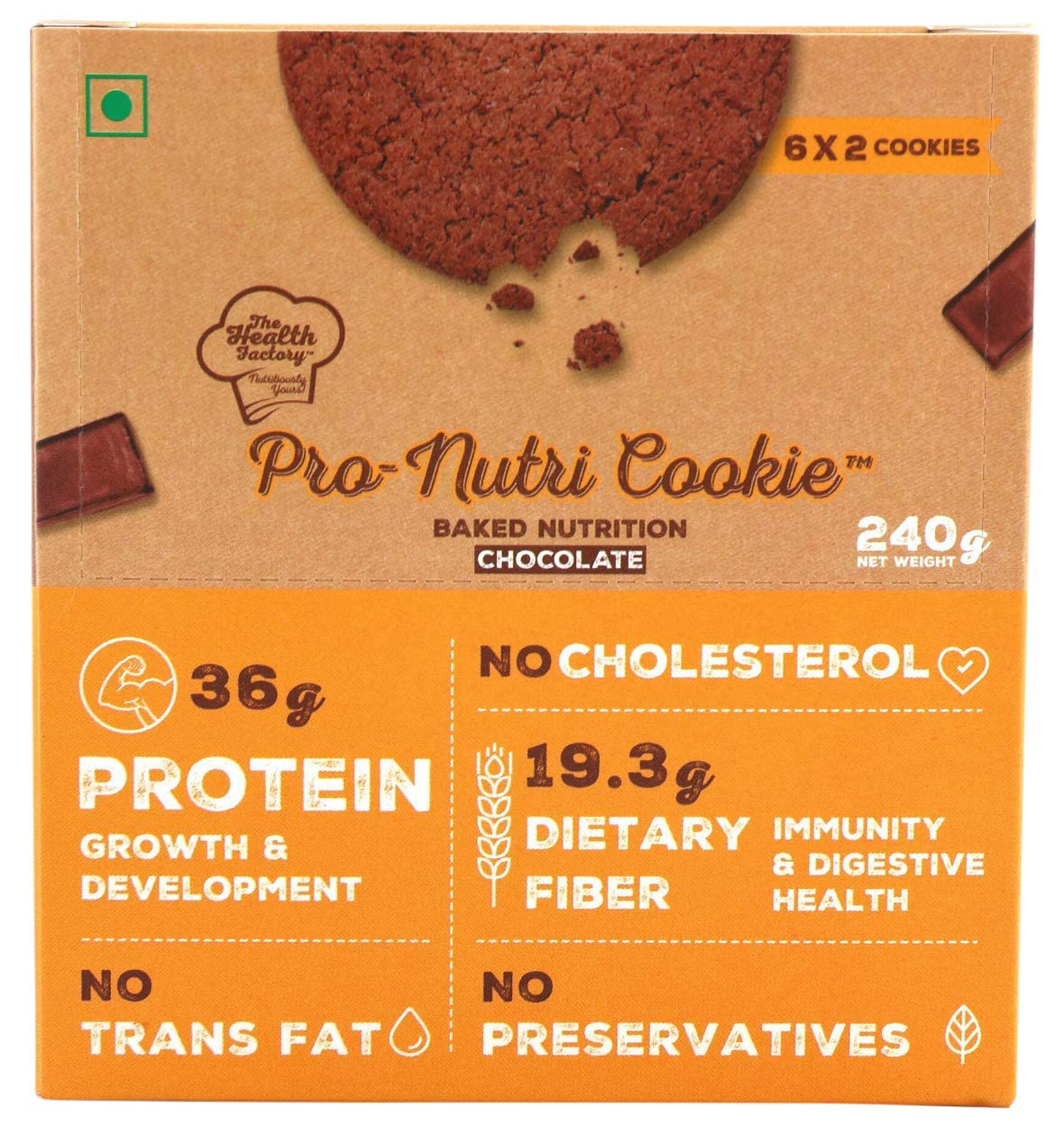 The Health Factory Protein Cookie- Pro Nutri Cookie 240g - Pack of 6 (40g x 6) : Amazon.in ...