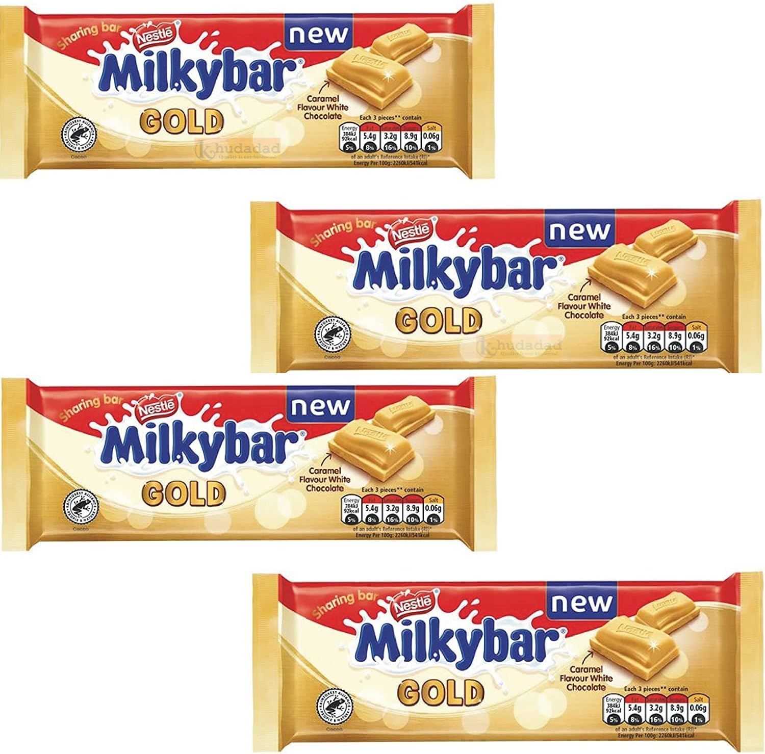 Milkybar Gold Caramel Flavour White Chocolate Sharing Bars (Pack Of 4 ...