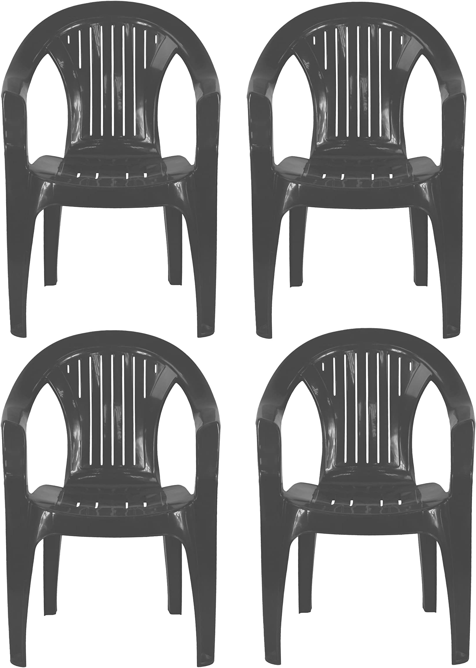 simpahome Stackable Low Back Plastic Garden Chairs - DARK GREY - Set of ...