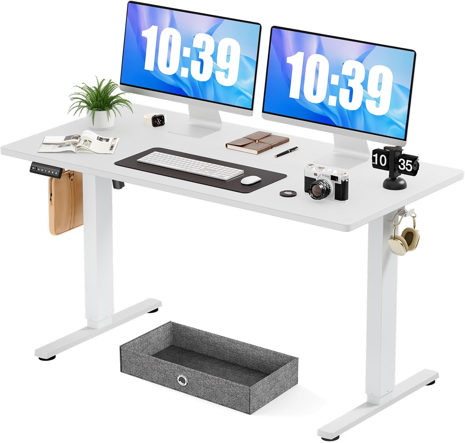 Amazon.com: DUMOS Electric Standing Desk with Drawer, 55 x 24 Inch Sit ...