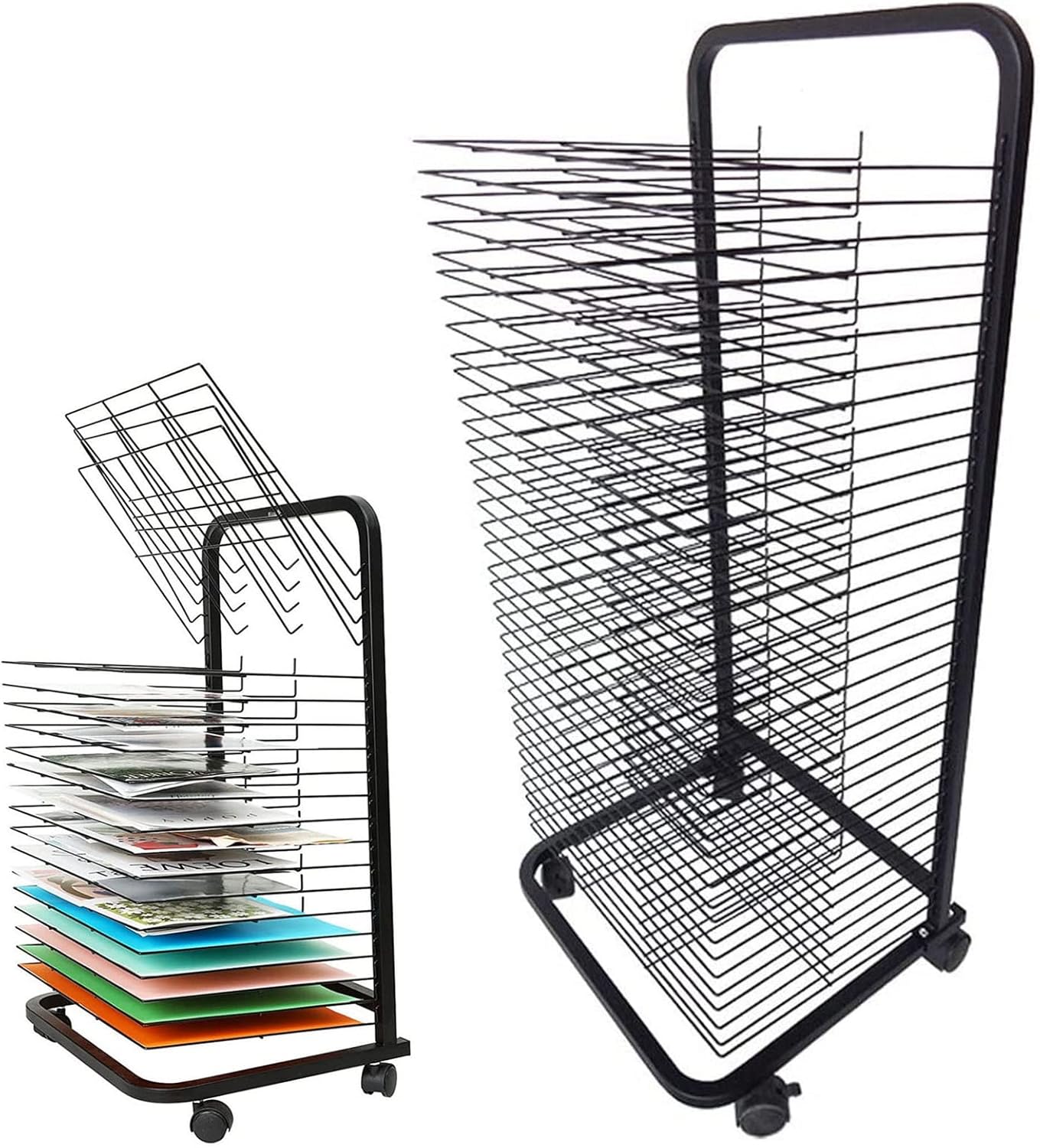 Amazon.com: HONGKEFIT Wire Art Drying Rack Flexible Shelves Mobile Cart ...