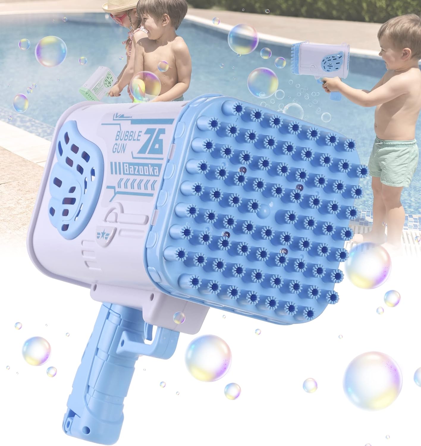 Amazon.com: Bazooka Bubble Gun for Kids and Adults,76 Holes Automatic ...