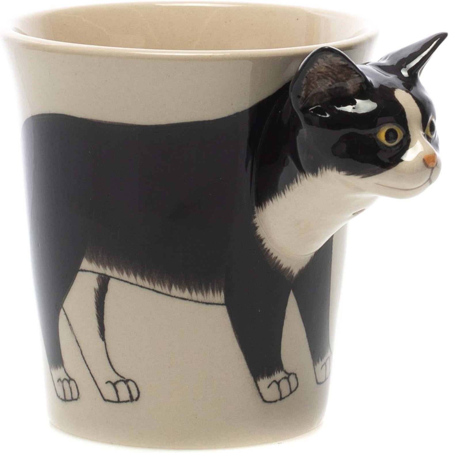Amazon.com: Lily's Home Cute Fishing Black Cat Mug for Coffee and Tea ...