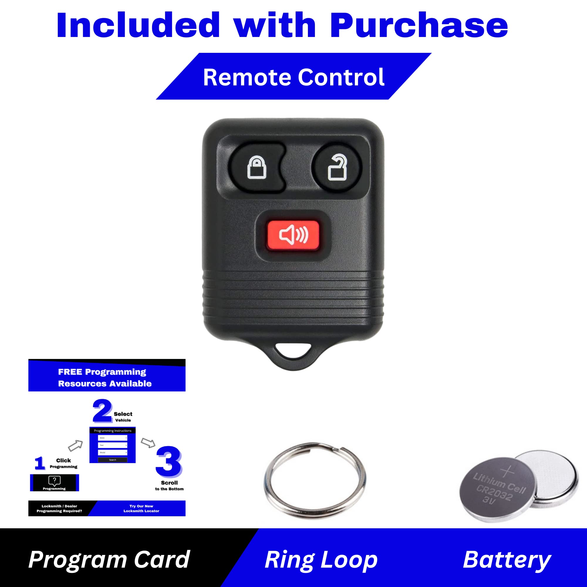 Snapklik.com : KeylessPros 3-Button Keyless Entry Remote Key Fob ...