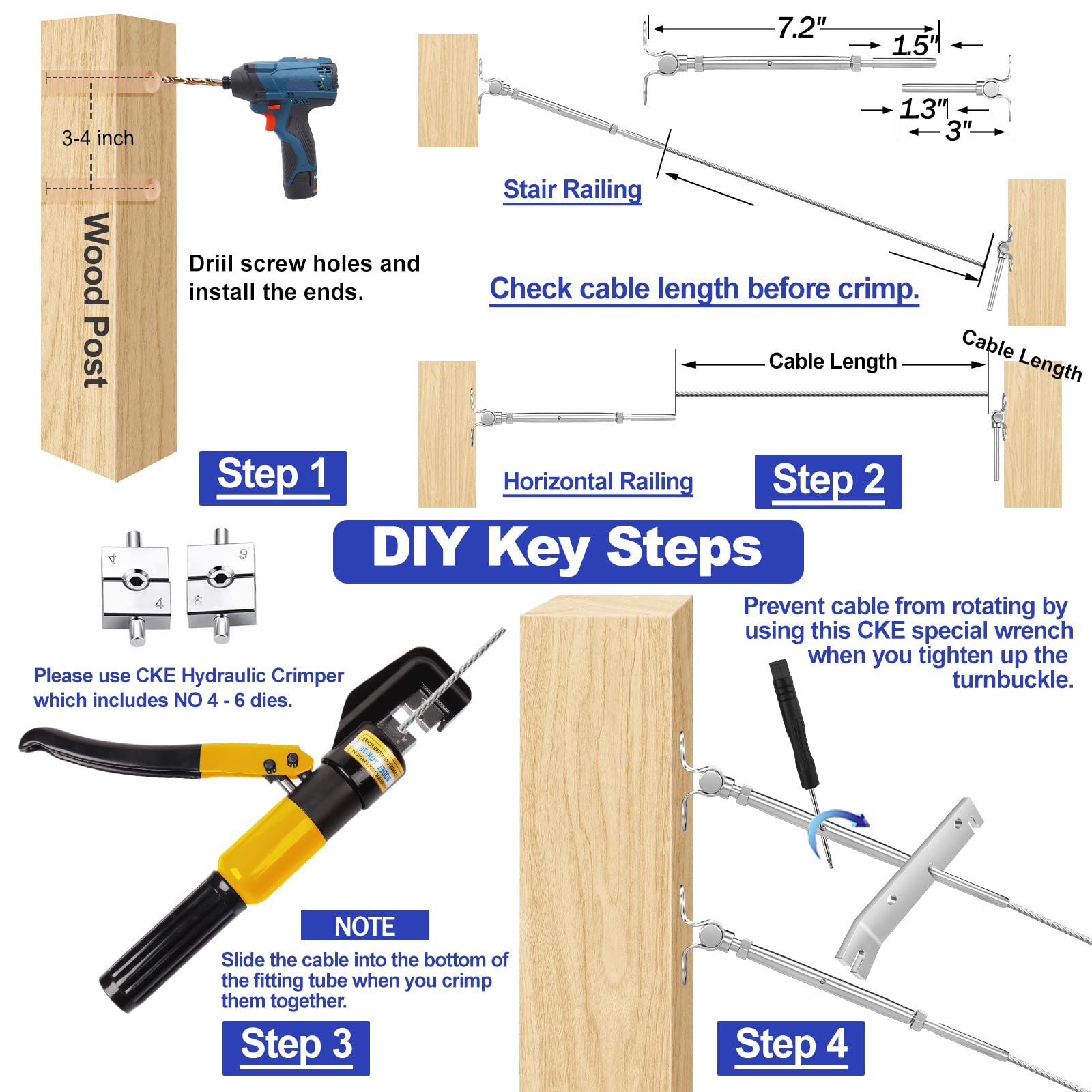 Snapklik.com : CKE 25 Pairs Cable Railing Kit 1/8" Swage Toggle ...