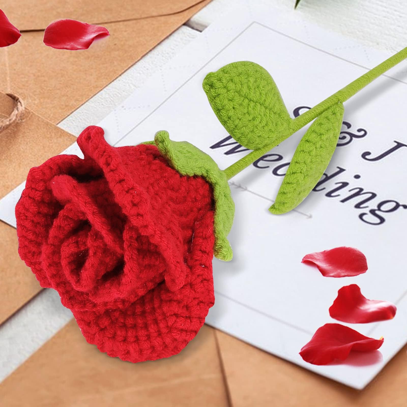 Amazon.com: Artificial Knitted Wool Flowers Crochet Rose Floral ...