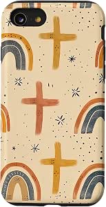 Amazon.com: iPhone SE (2020) / 7 / 8 Boho Rainbow Christian Cross ...