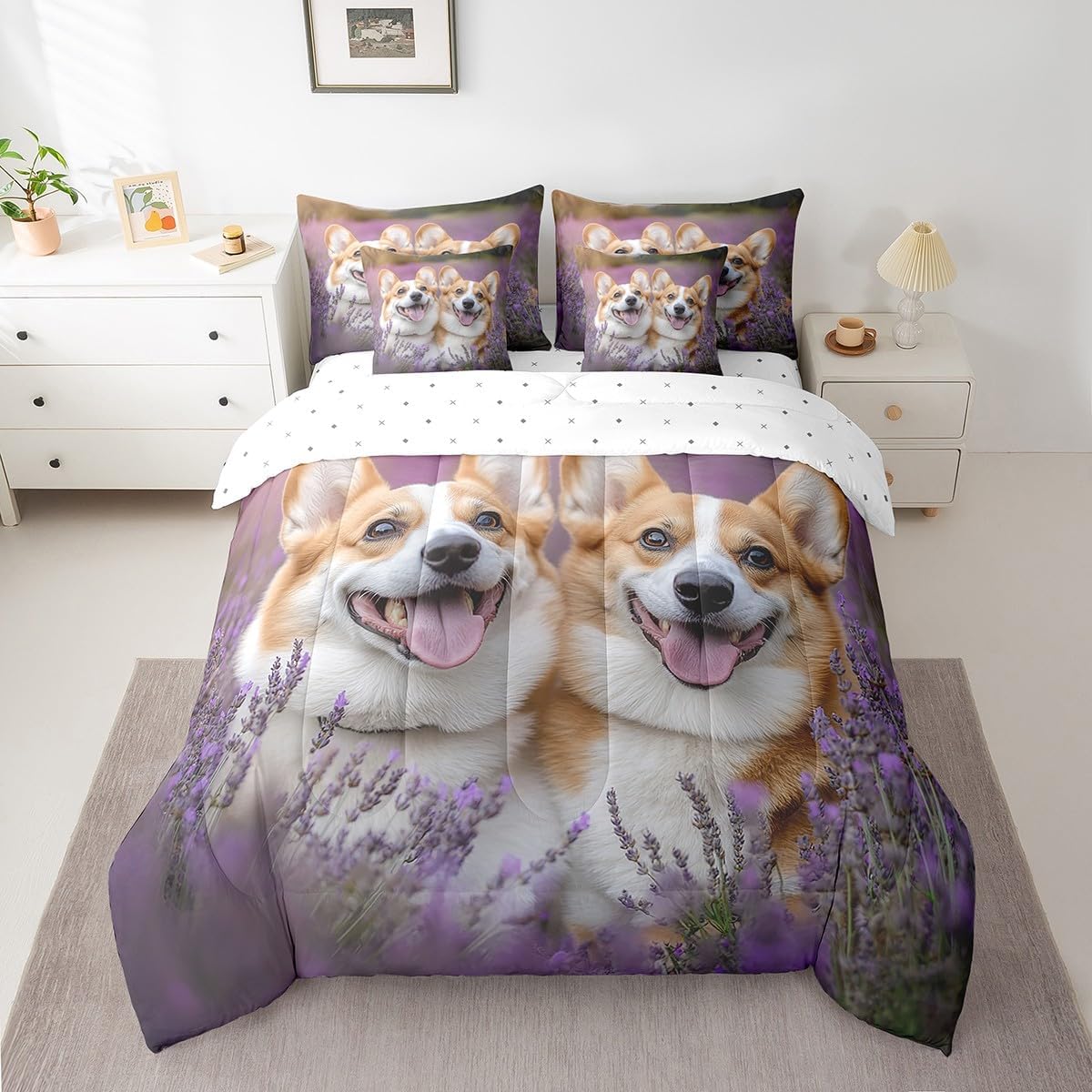Amazon.com: Feelyou Kids Corgi Comforter Set King Size 7 Pieces Dogs ...