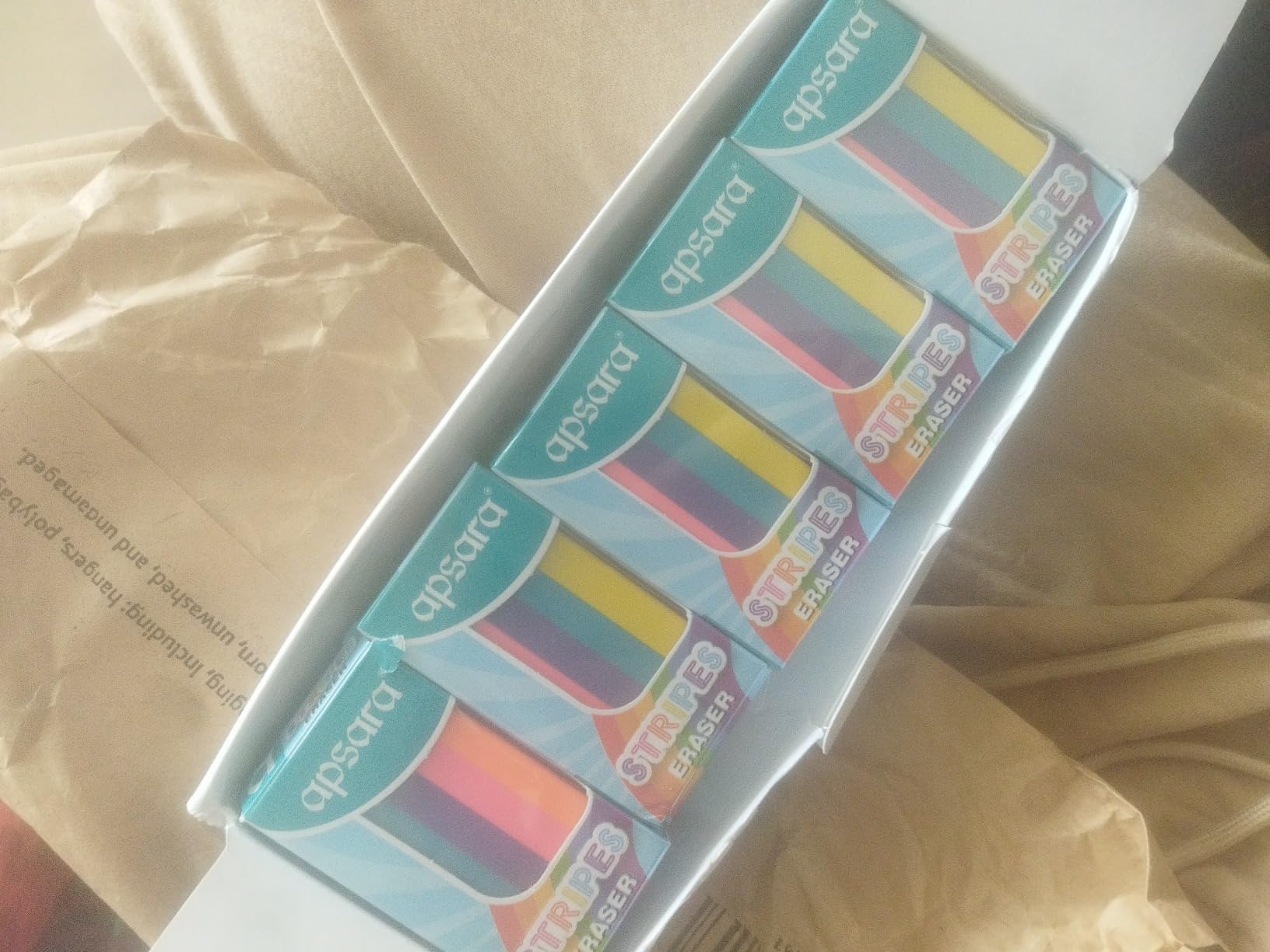 Apsara Stripes Coloured Non Dust Eraser | Multi-Coloured Fluorescent ...