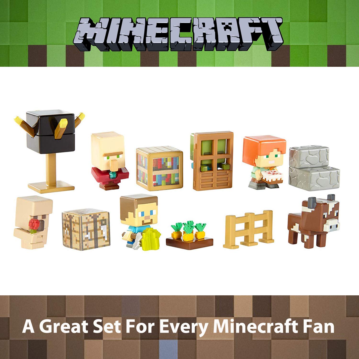 Mattel Minecraft Village Biome Figures Pack | Mini-Figure Nether Biome ...