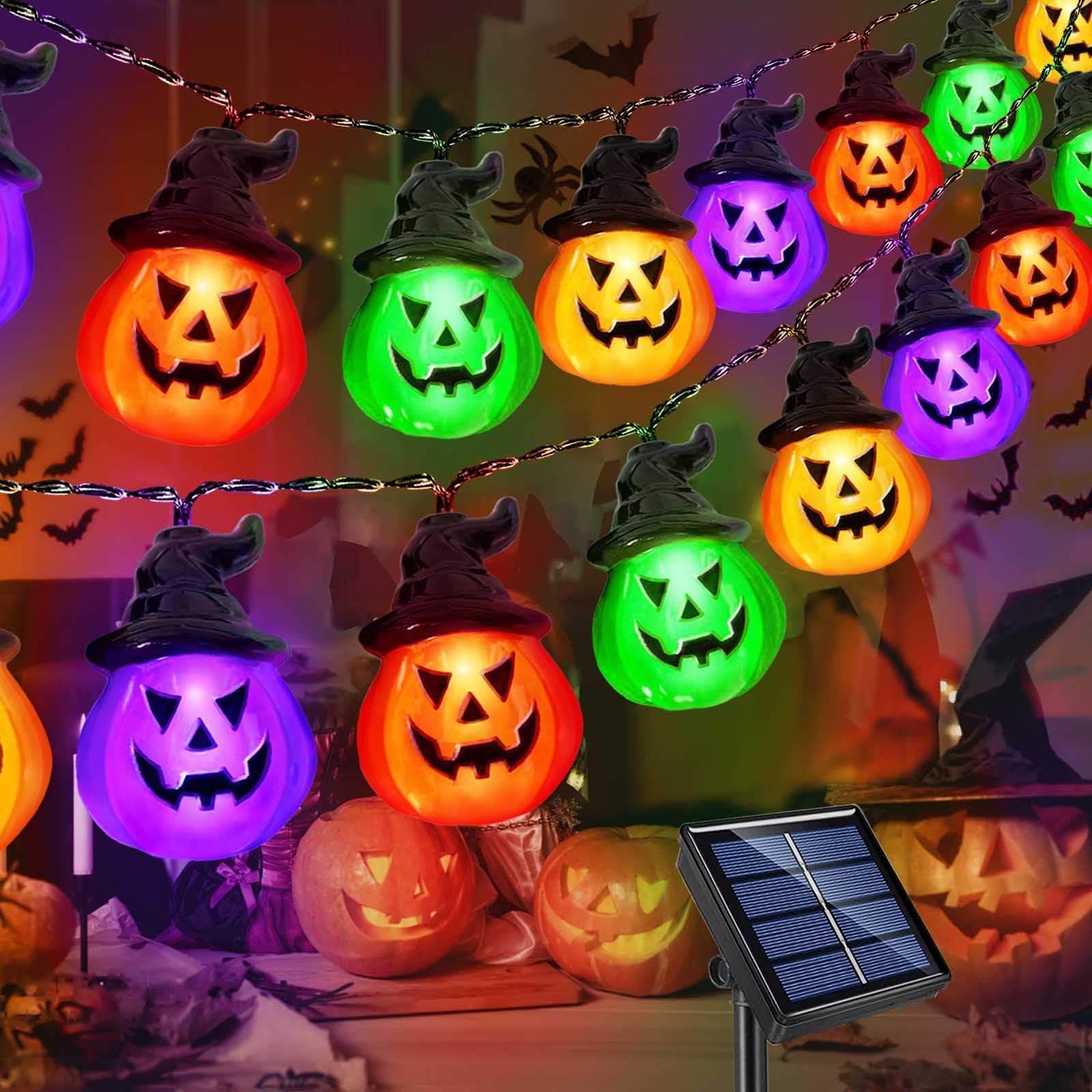 Windpnn Upgraded Solar Halloween Lights Outdoor, Solar Powered Pumpkin ...