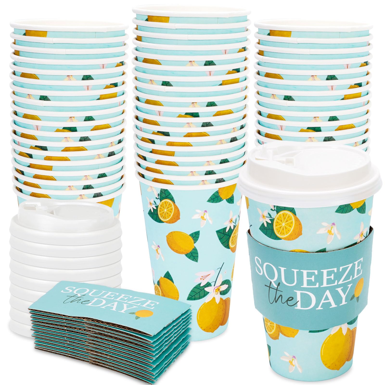 Amazon.com: JarThenaAMCS 48 Pack Lemon Disposable Coffee Cups with Lids ...