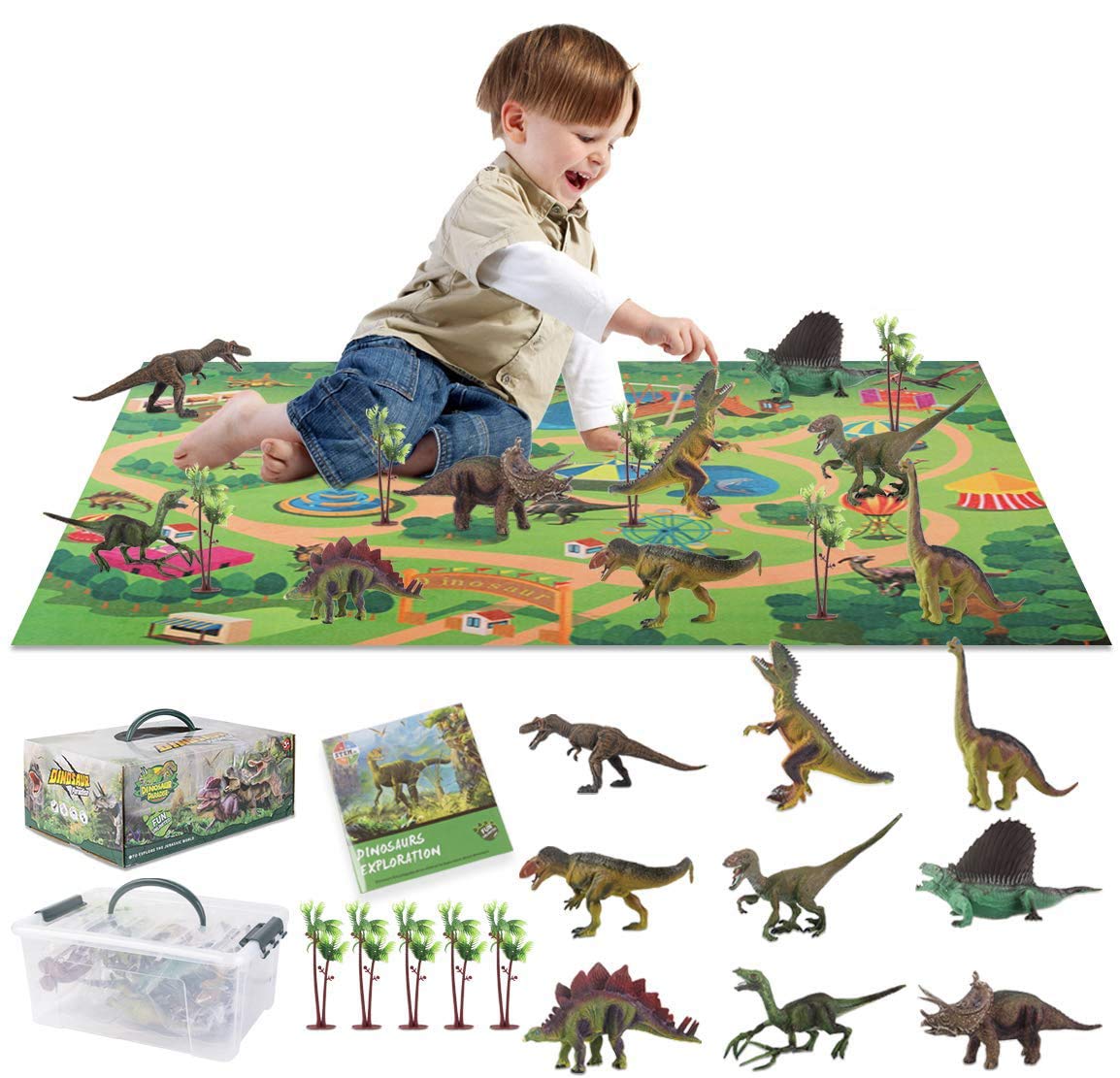 Buy Eutionho Dinosaur Toy Figure, Kids Realistic Dinosaur Playmat With ...