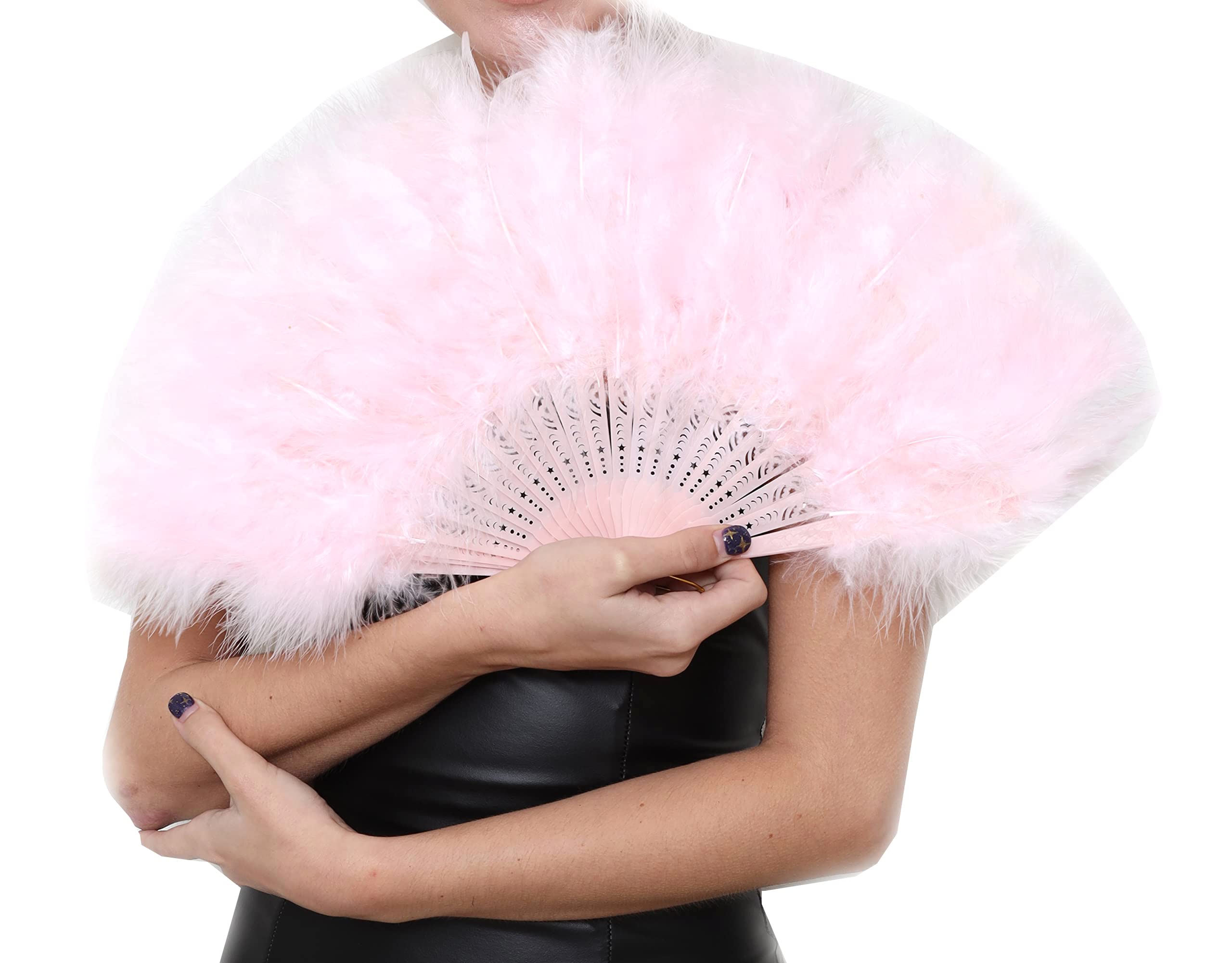 Amazon.com: SACASUSA Large Baby Pink Feather Hand Fan New for Halloween ...