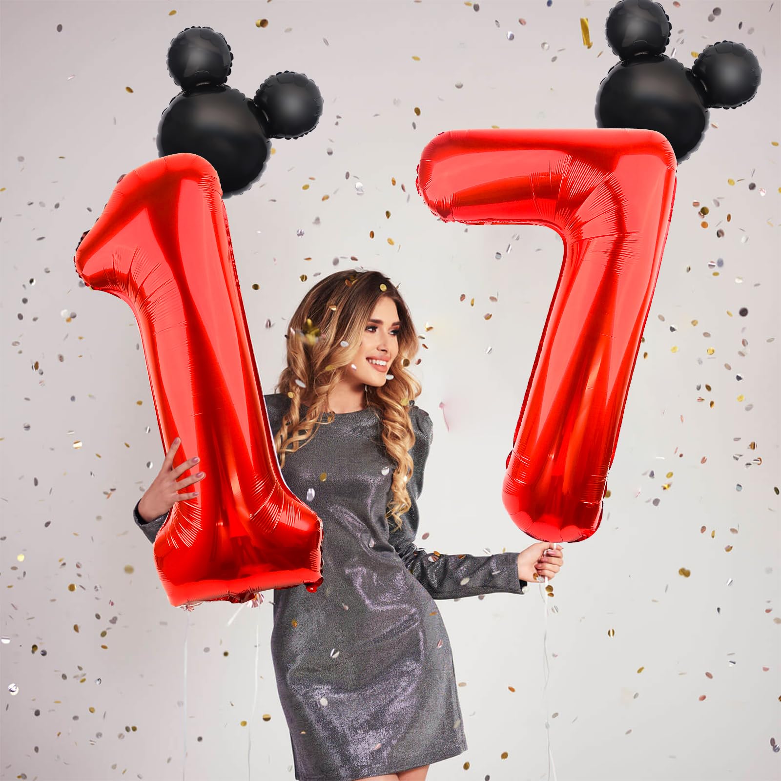 Snapklik.com : LEBERY Mouse Number 7 Balloon 40 Inch Red Number 7 ...
