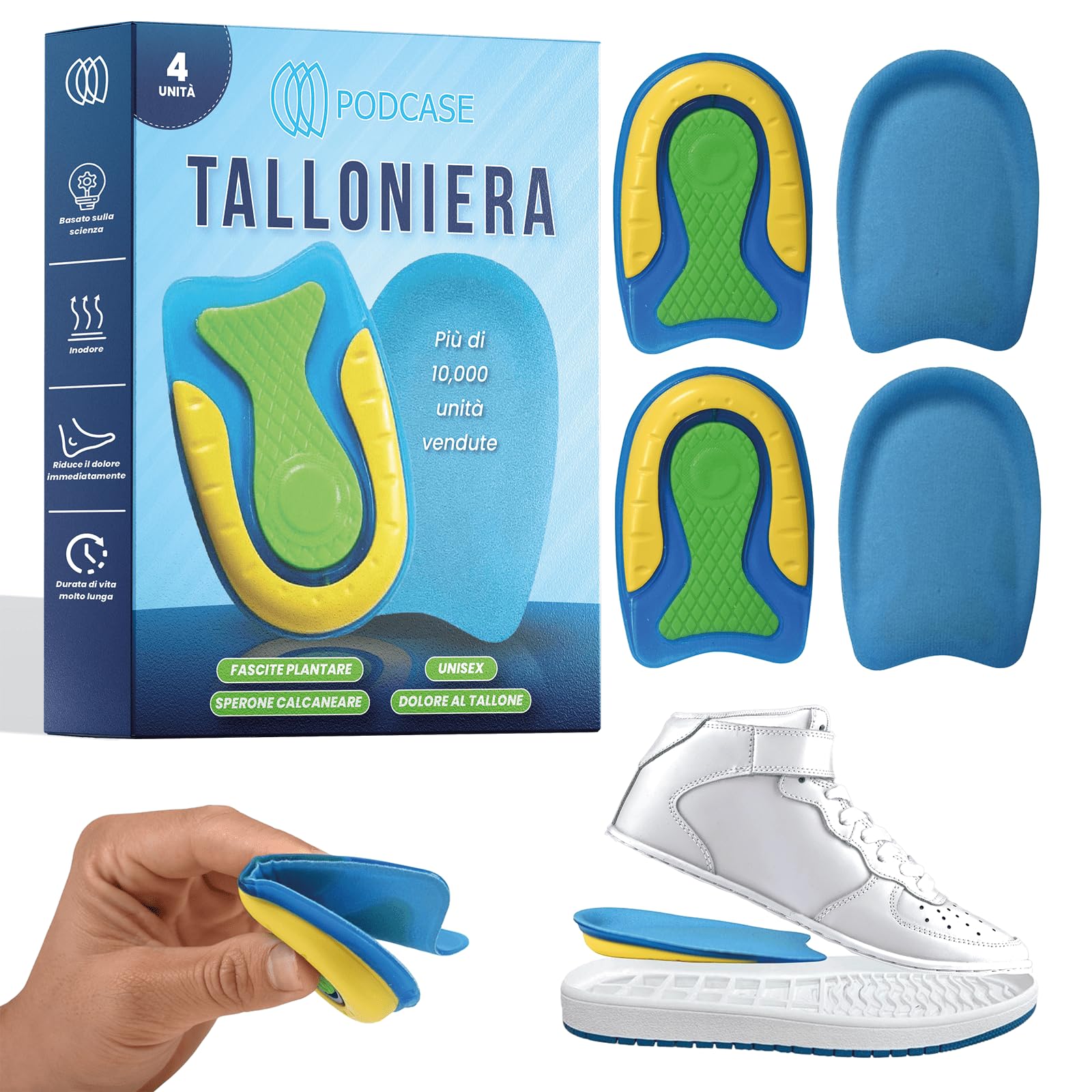 Set Di 4 Talloniere In Silicone Plantare Ortopedico Per Correggere ...