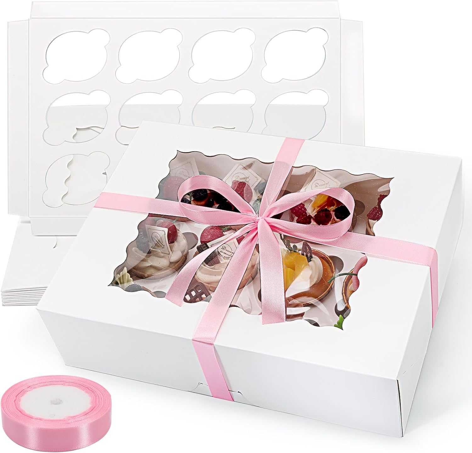 Amazon.com: JEFHOMKIT 6 Pack Cupcake Boxes,White Cupcake Containers 12 ...