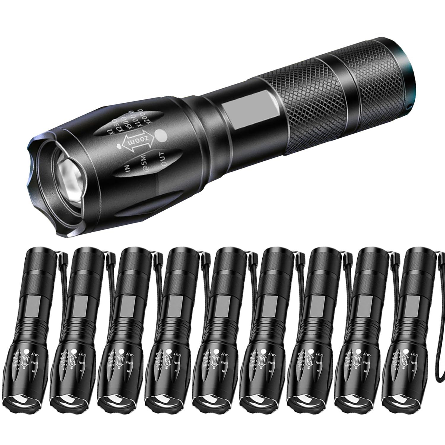 LED Flashlight 10 Pack, Bright Tactical Flashlights High Lumens with 5 ...