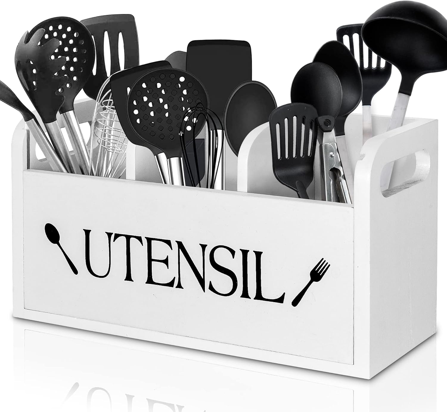 Amazon.com - MEMOORIAL Utensil Holder for Kitchen Counter, Rustic Large ...