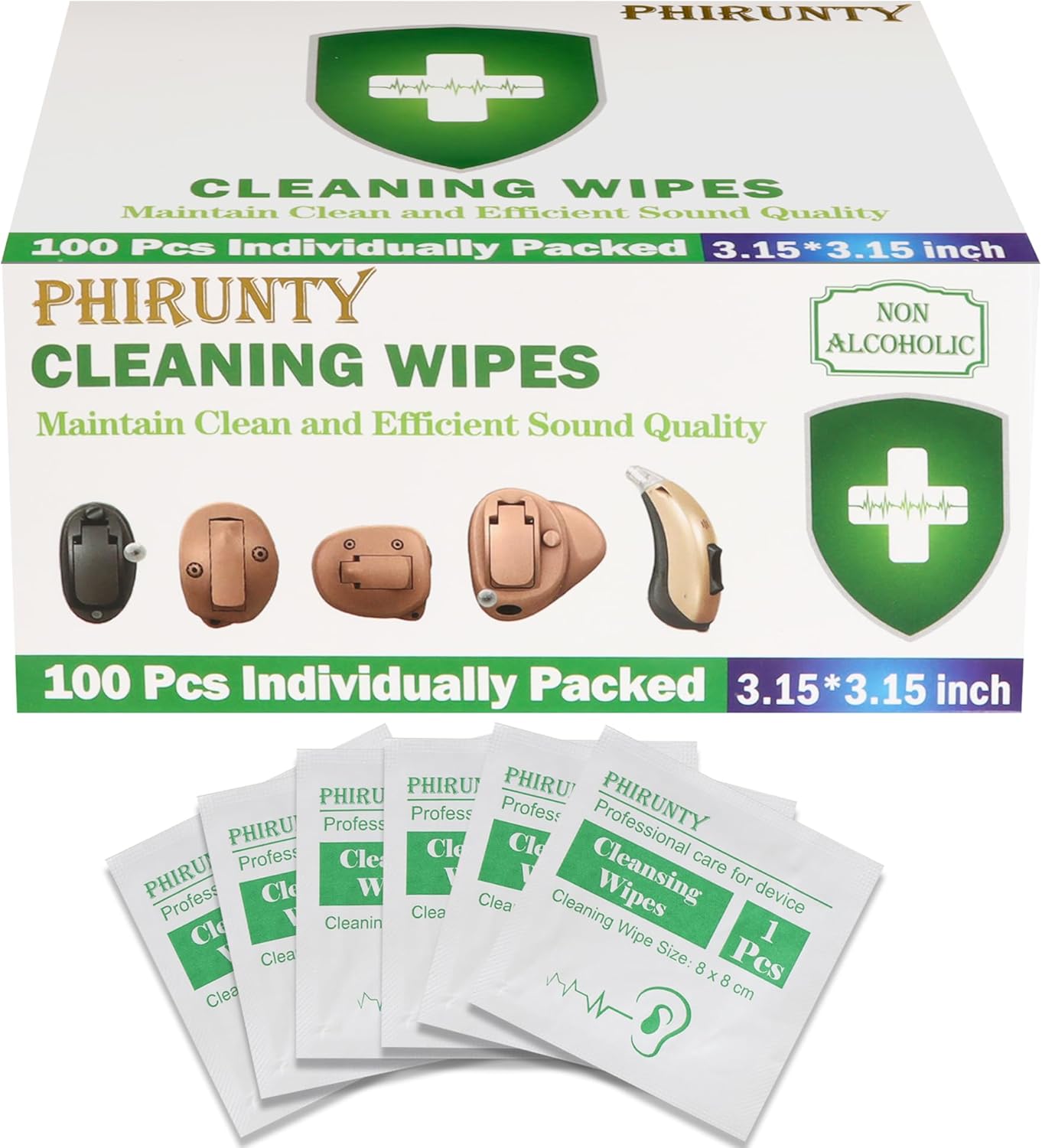 100 Count Hearing Aid Cleaning Wipes Individually Packaged Hearing Aid ...