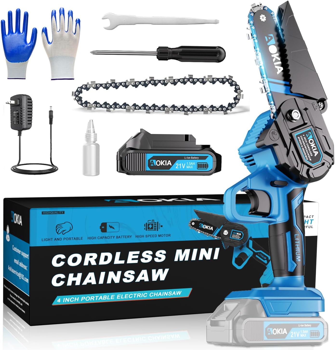 Amazon.com : Aokia Mini Chainsaw Portable Electric Chain Saw 21v ...