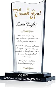 Amazon.com: Personalized Crystal Farewell Gift for Boss Leaving or ...