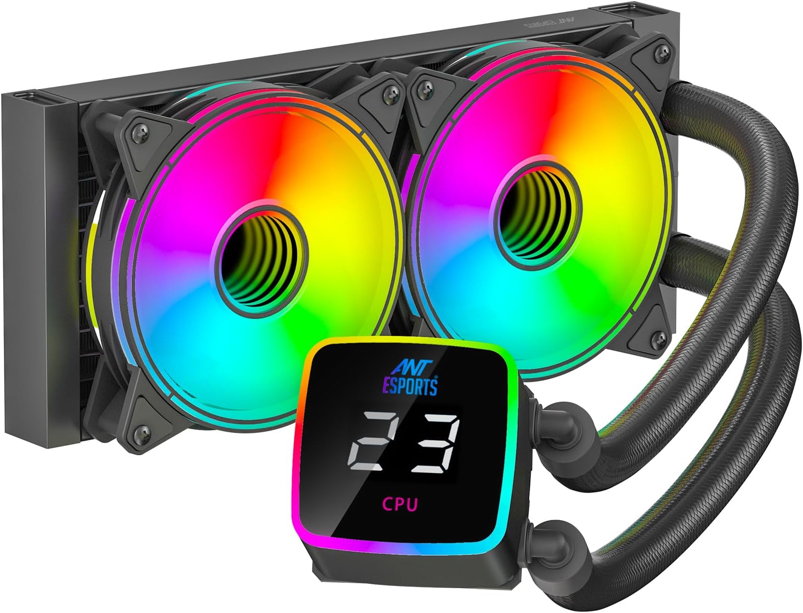 Ant Esports ICE Flow 240 ARGB 240mm ARGB Liquid Cooler/AIO with Display ...