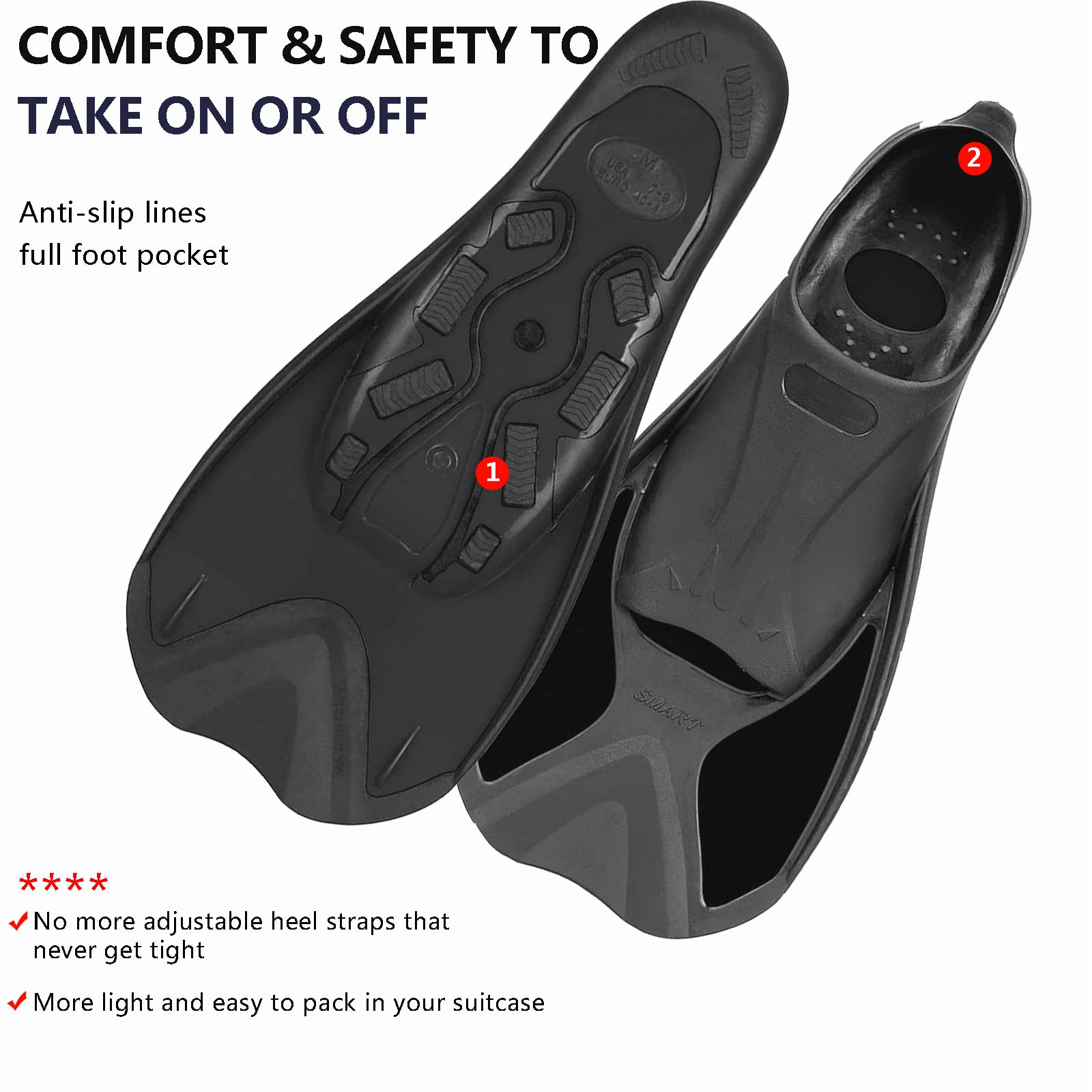 Snapklik.com : Smart Short Blade Swim Fins Flippers For Training ...