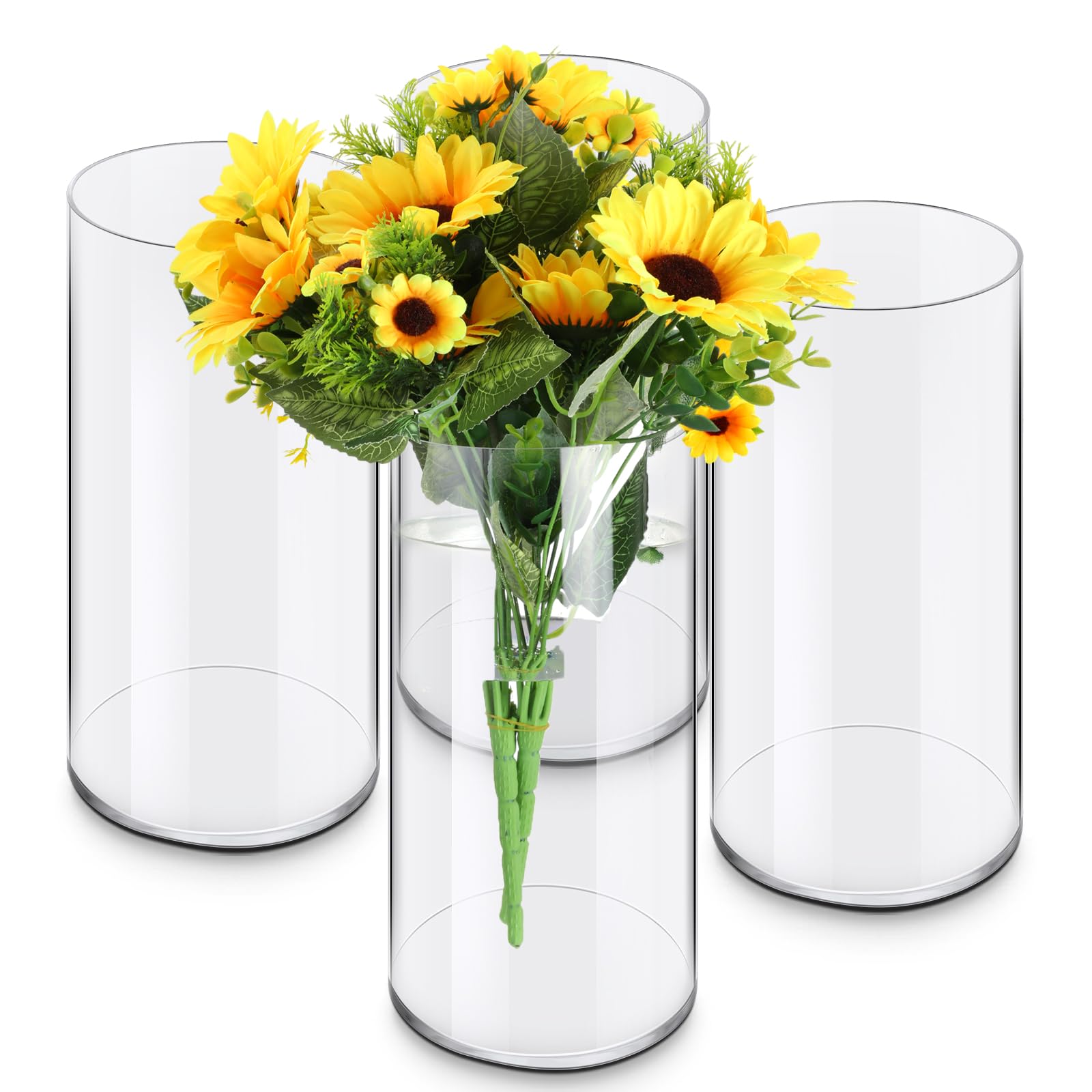 Amazon.com: Qunclay 4 Pcs Acrylic Flower Vase Plastic Cylinder Vase for ...