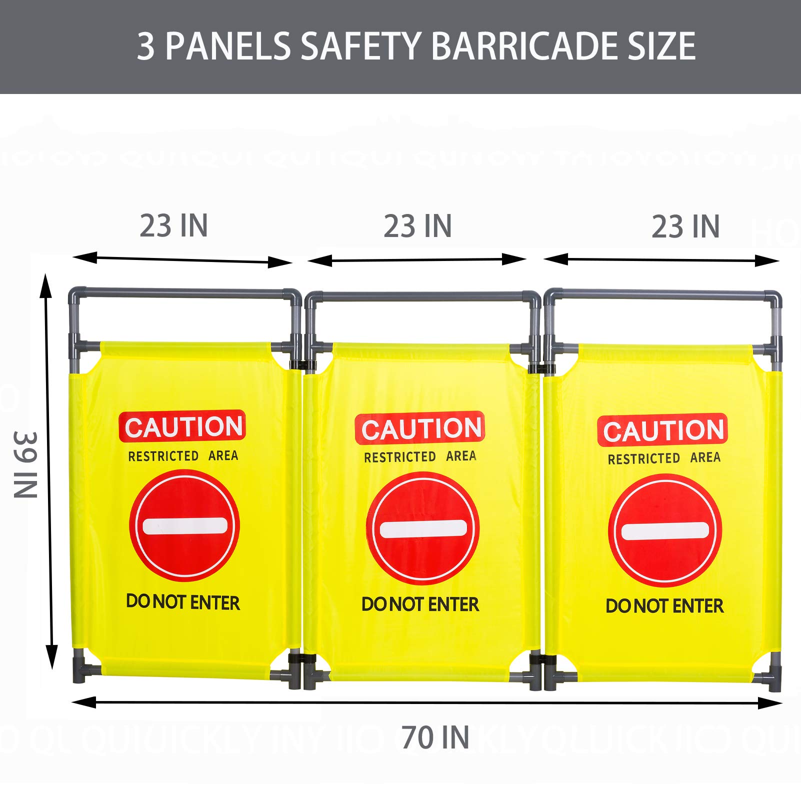 Buy 3 Panels Safety Barricade Heavy Duty PVC Frame 5.8FT Foldable ...