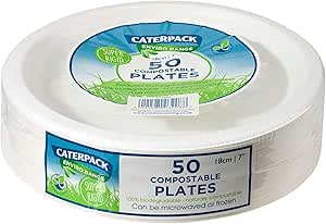 Caterpack Enviro Plates 18cm 50 Pack super rigid 100% Biodegradable ...