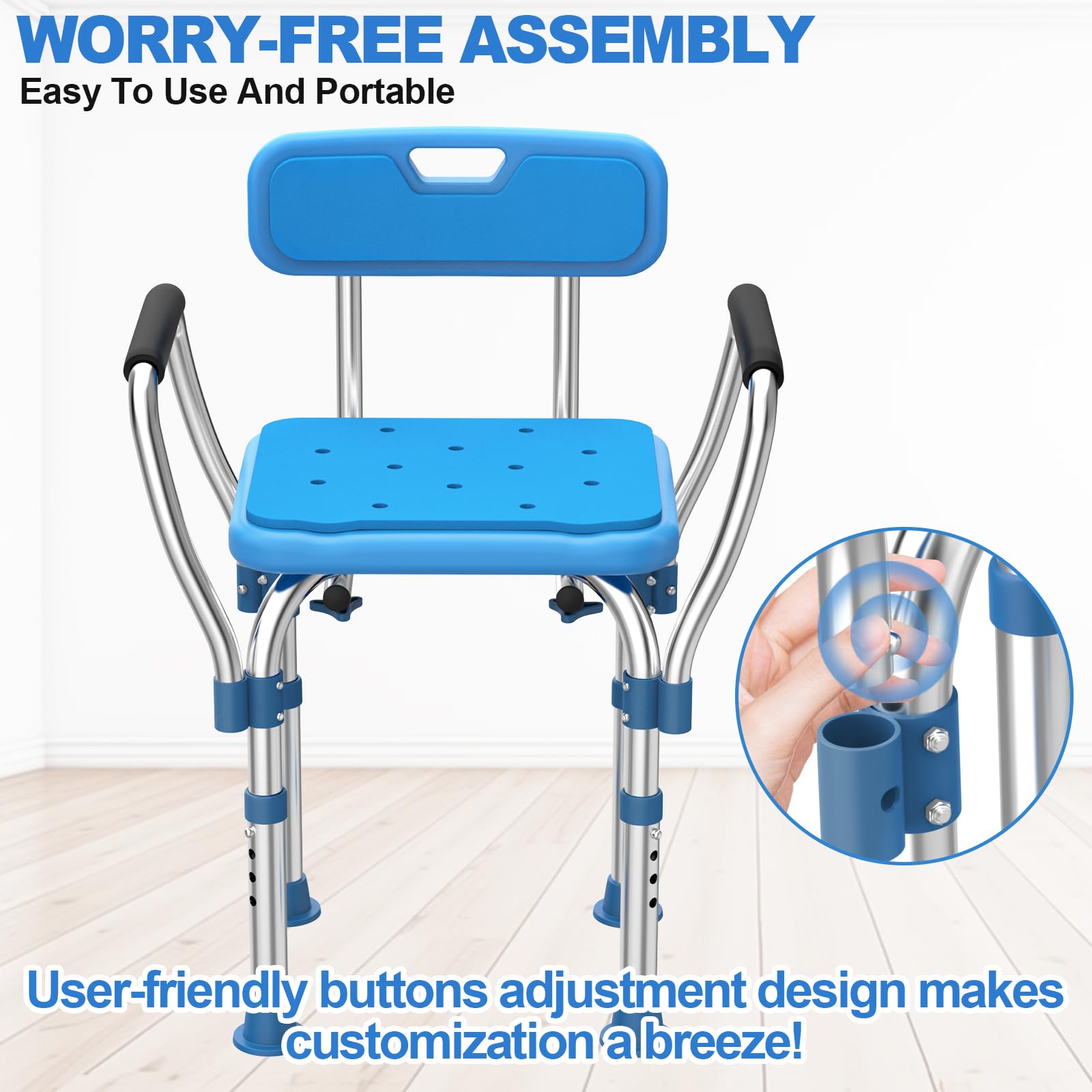 Snapklik.com : Heavy Duty Stainless Steel Shower Chair Seat, 500lbs ...