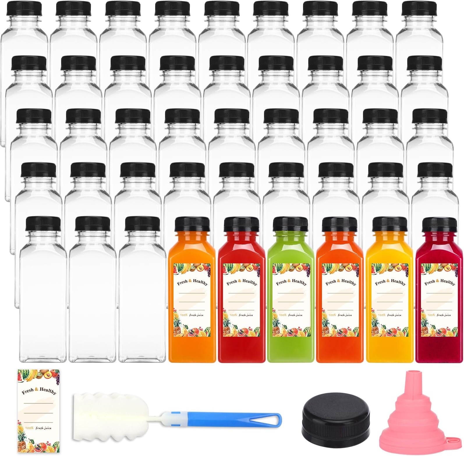 Amazon.com: Irenare 20 Set Plastic Juice Bottles with Airtight Lids and ...