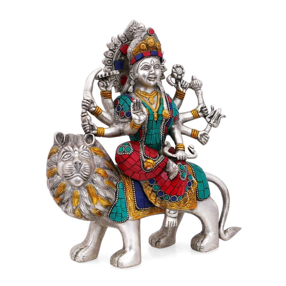 Buy Collectible India Sitting On Lion Durga Idol Religious Goddess ...