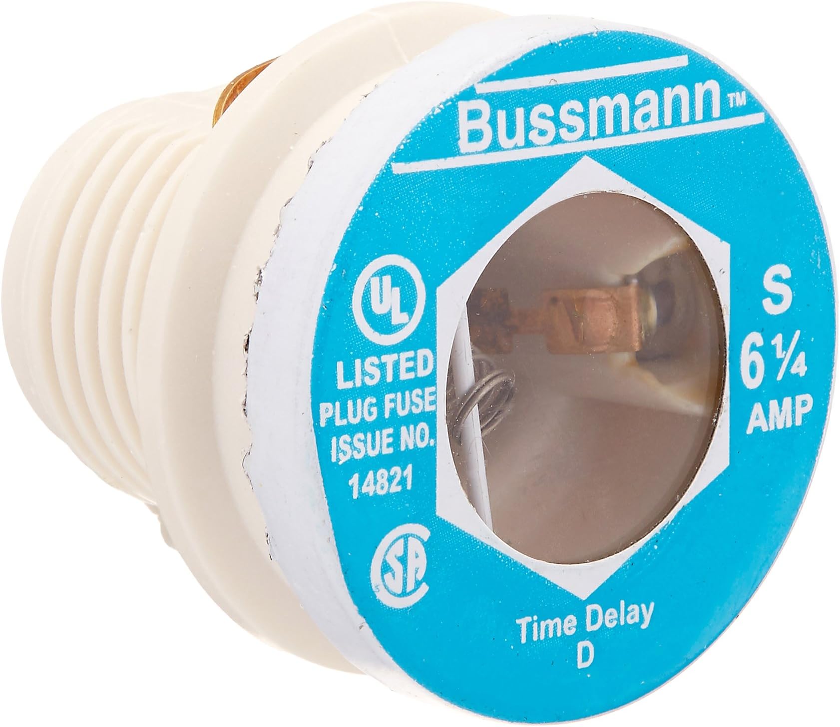 Bussmann S-6-1/4BC 6-1/4 Amp Type S Time-Delay Dual-Element Plug Fuse ...