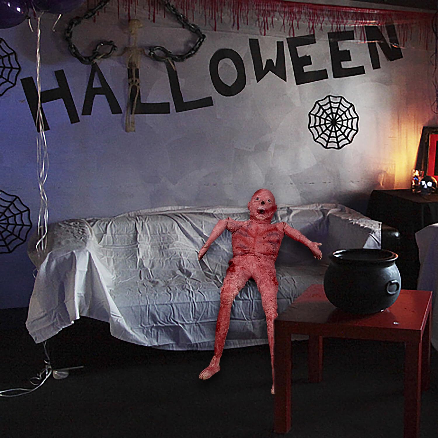 Halloween House Decorations 4.6ft Hanging Corpse Halloween Prop - Latex ...