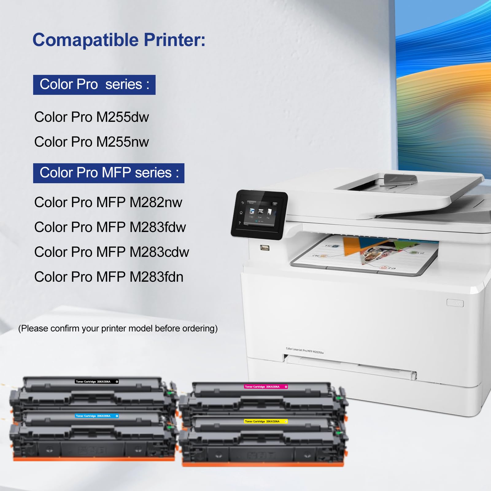 HP 206X Toner Cartridge 4-Pack High Yield 206X Toner Cartridges (with ...